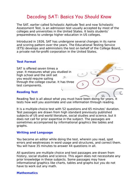 SAT Introduction.pptx | Standardized Testing | Educational Assessment