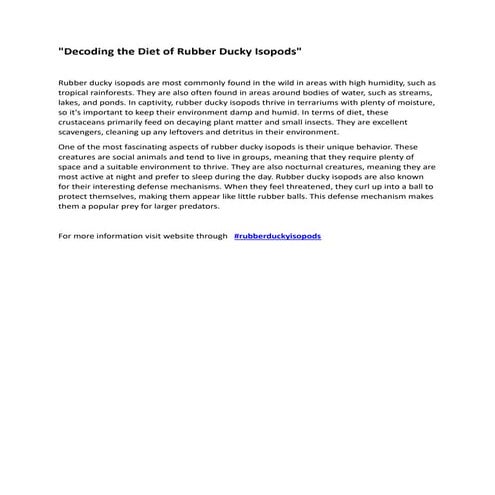 Decoding the Diet of Rubber Ducky Isopods.docx | Fish and Aquariums | Pets