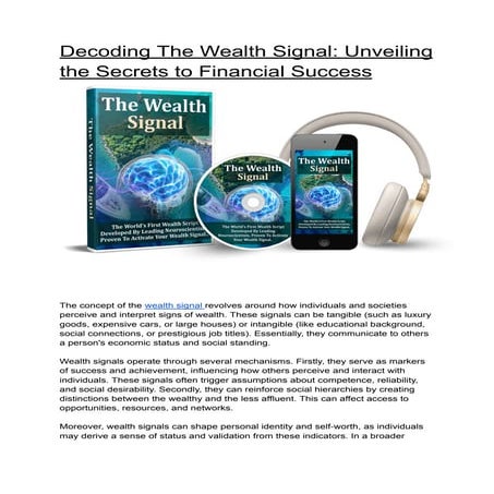 Decoding The Wealth Signal: Unveiling the Secrets to Financial Success | PDF