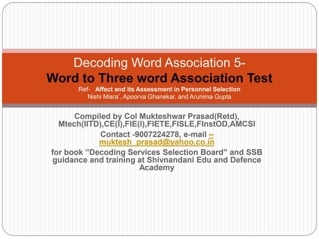 A presentation on Word Association Test(WAT) | PDF