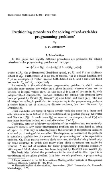 Partitioning Procedures For Solving Mixed Variables Programming Problems Pdf