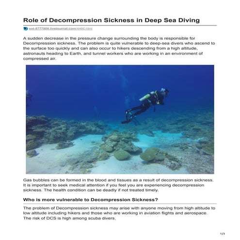 Effects of decompression sickness Injury in deep-sea diving | PDF