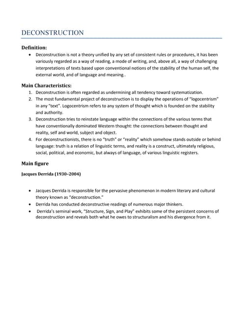 Theory of Deconstruction with Examples | PPTX