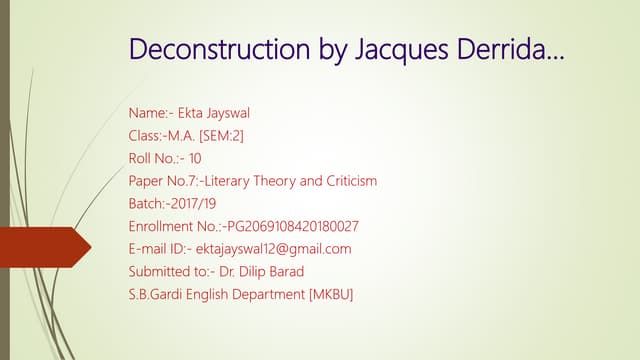 Theory of Deconstruction with Examples | PPTX