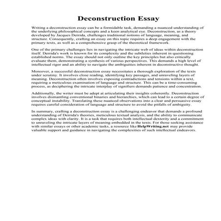 Deconstruction Essay | PDF