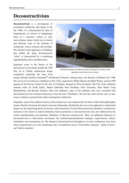 Deconstructivism in Architecture | PDF | Modern Art | Fine Art
