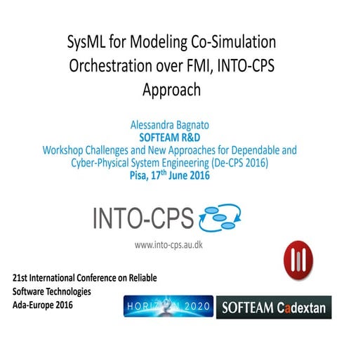 Sysml For Modeling Co Simulation Orchestration Over Fmi Into Cps Approach Pdf