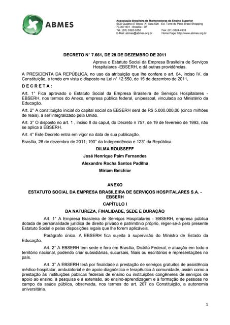 Resumo lei 12 550 ebserh | DOCX | Law