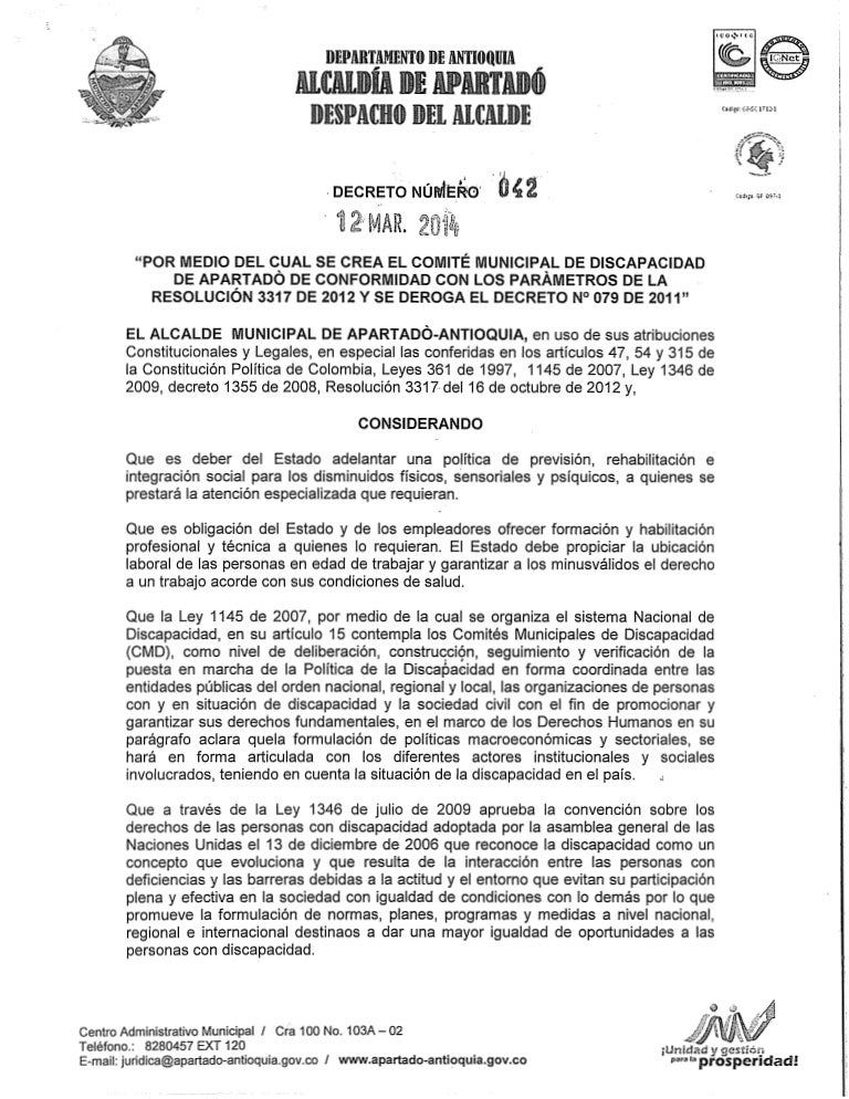 DECRETO 042 ALCALDÍA MUNICIPAL