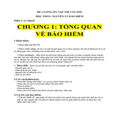 De cuong bao hiem day du | DOCX