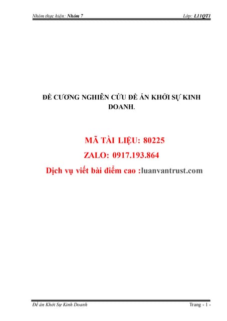 Thuyết Trình Kế Hoạch Kinh Doanh Quán Ăn | PDF