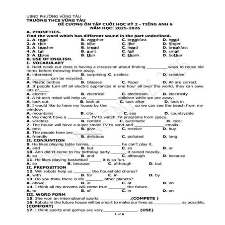Comprehensive English Review for Grade 6: Phonetics, Grammar, and ...