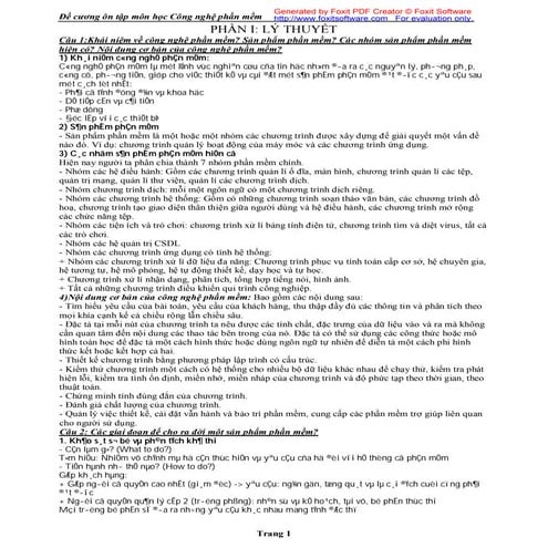 De Cuong On Tap Cnpm | PDF