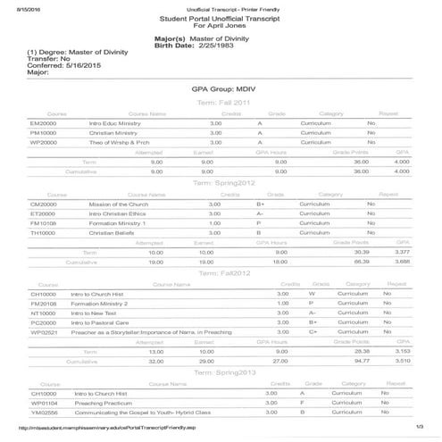 mts transcript | PDF