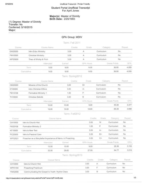 Elaine Hills MSc transcript | PDF