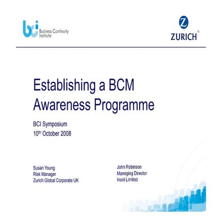 BCI Symposium Establishing a BCM Awareness Programmel 031008 | PPT