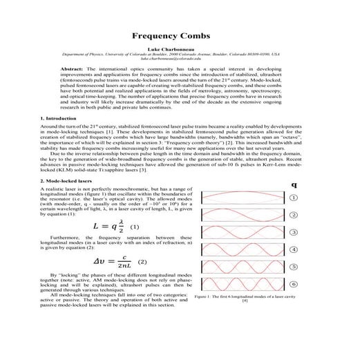 Frequency Combs - Luke Charbonneau (2) | PDF