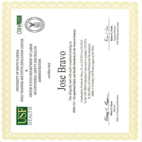 OSHA 511 Certificate | PDF