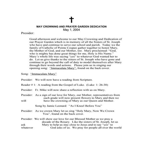 Dedication of the prayer garden | DOC