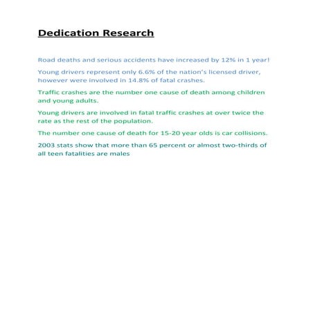 Dedication research[1] | DOC | Injuries | Diseases and Conditions