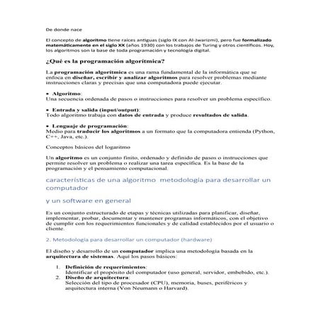 Datos importantes para entender lo que son Los algoritmos | PDF