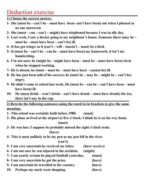 English context-clues-and-modals-worksheets | PDF