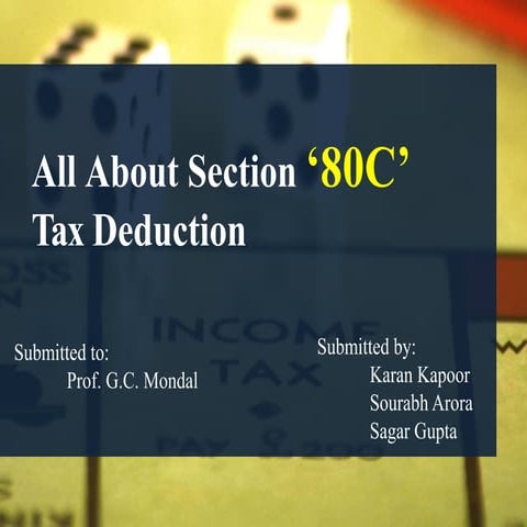Deductions from income under sec 80 c | PPTX