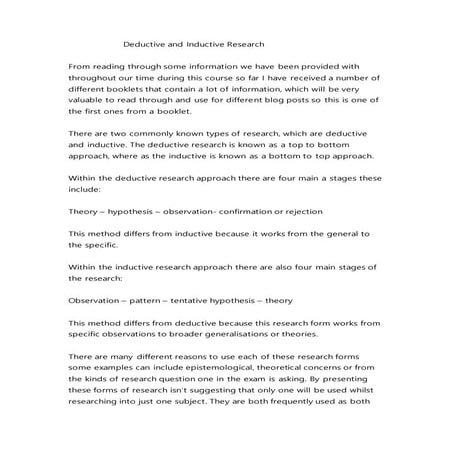 Deductive & Inductive Research | DOCX | Science