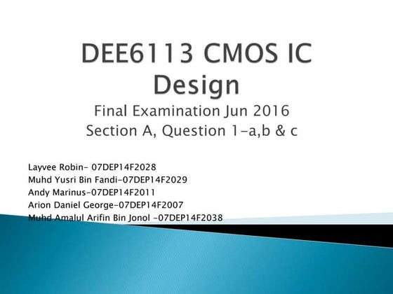 CMOS INTEGRATED CIRCUIT DESIGN | PPT