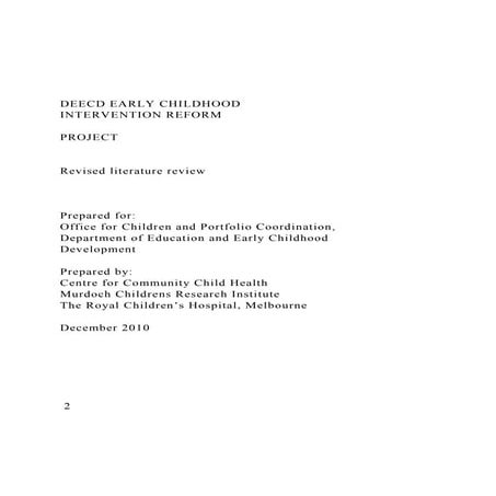 DEECD EARLY CHILDHOOD INTERVENTION REFORM PROJECT .docx