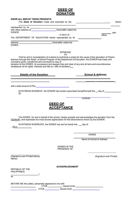 Deed of Donation for Real Property | DOCX