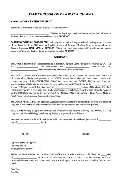 Deed of Donation Brigada Eskwela / Adopt A School | PDF