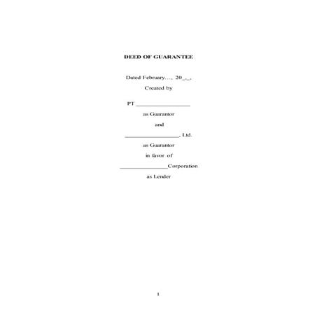 Form of Deed Guarantee | DOCX