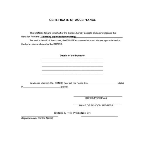 Deed of Acceptance Brigada Eskwela / Adopt a School | DOCX