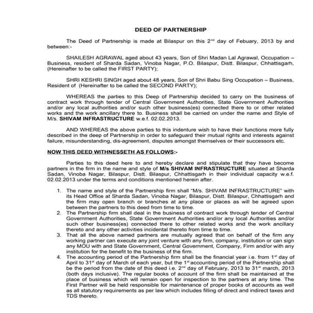 Deed of partnership | DOC
