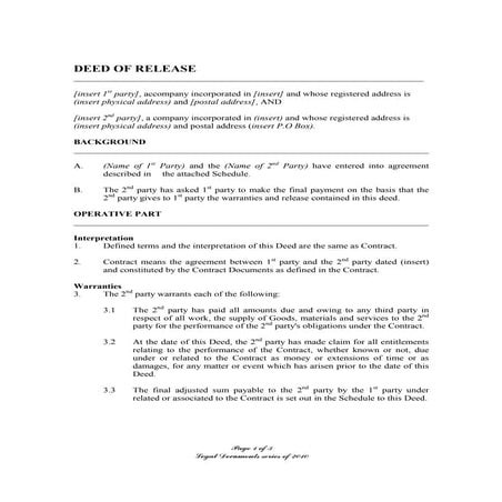Deed of release | PDF