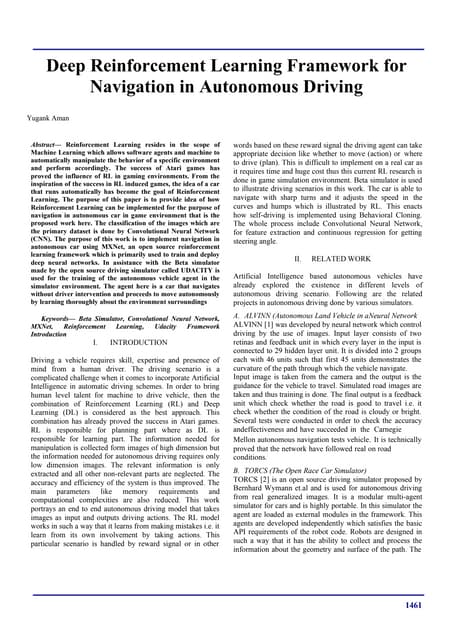 Deep Reinforcement Learning Framework Pdf