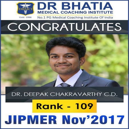 DEEPAK CHAKRAVARTHY C.D. , RANK – 109 IN JIPMERNOV2017 DBMCI | PDF