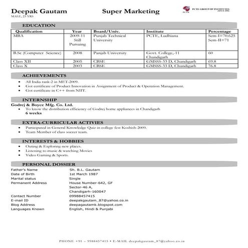 Deepak Resume(CV) | PDF