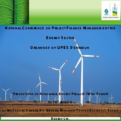 Presentation on Renewable Energy Projects (Wind Power) | PPT