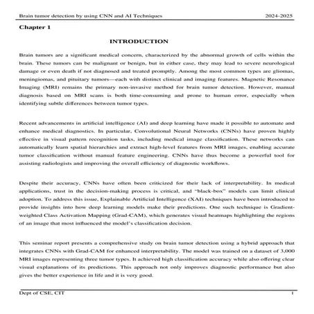 ENHANCE BRAIN TUMOR DETECTION BY USING CNN AND AI TECHNIQUE | PDF