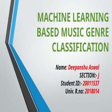 musicGenreClassificationUsingMachineLearning.pptx | Digital Audio | Computer Software and ...