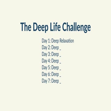 The Deep Life Challenge – Deep Connection (Day 2/7) | PDF