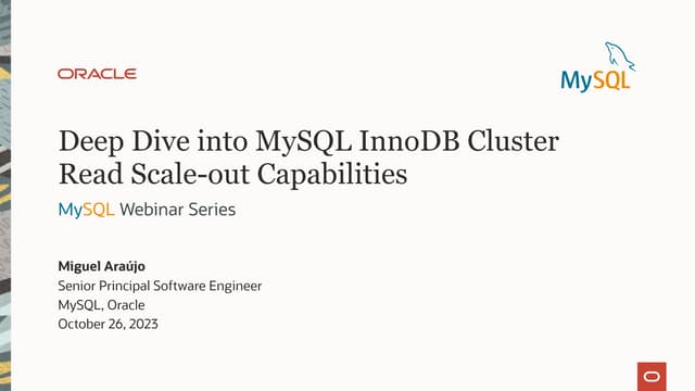 Deep Dive Into Mysql Innodb Cluster Read Scale Out Capabilities Pdf