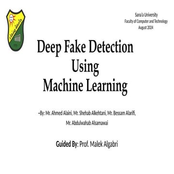 Deep Fake Detection Using Machine Learning Pptx