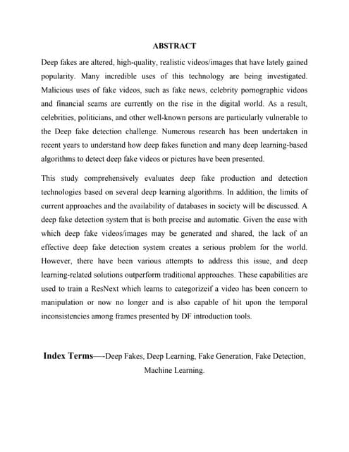 Deepfake Detection_Using Machine Learning .pptx | Computing | Technology & Computing