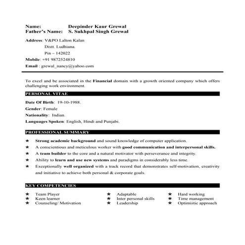 Deepinder grewal resume | DOC