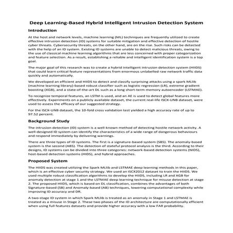 Deep learning based hybrid intelligent intrusion detection system | PDF