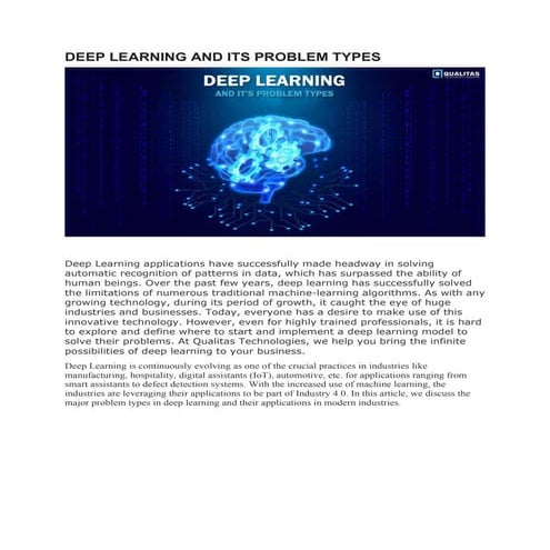 Deep learning and its problem types | PDF