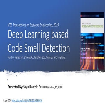 Deep Learning Based Code Smell Detection Qualifying Talk Ppt